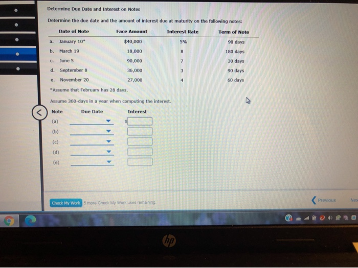Solved determine due date and interest on notesdetermine the | Chegg.com