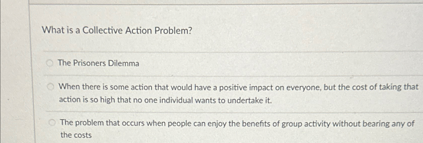Solved What is a Collective Action Problem?The Prisoners | Chegg.com