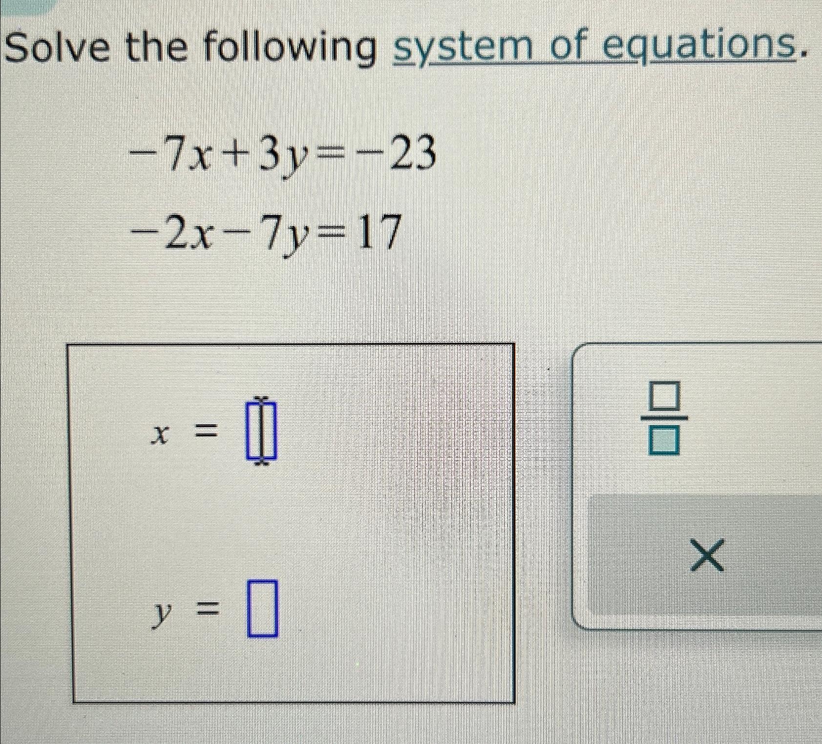 Solved Solve the following system of | Chegg.com