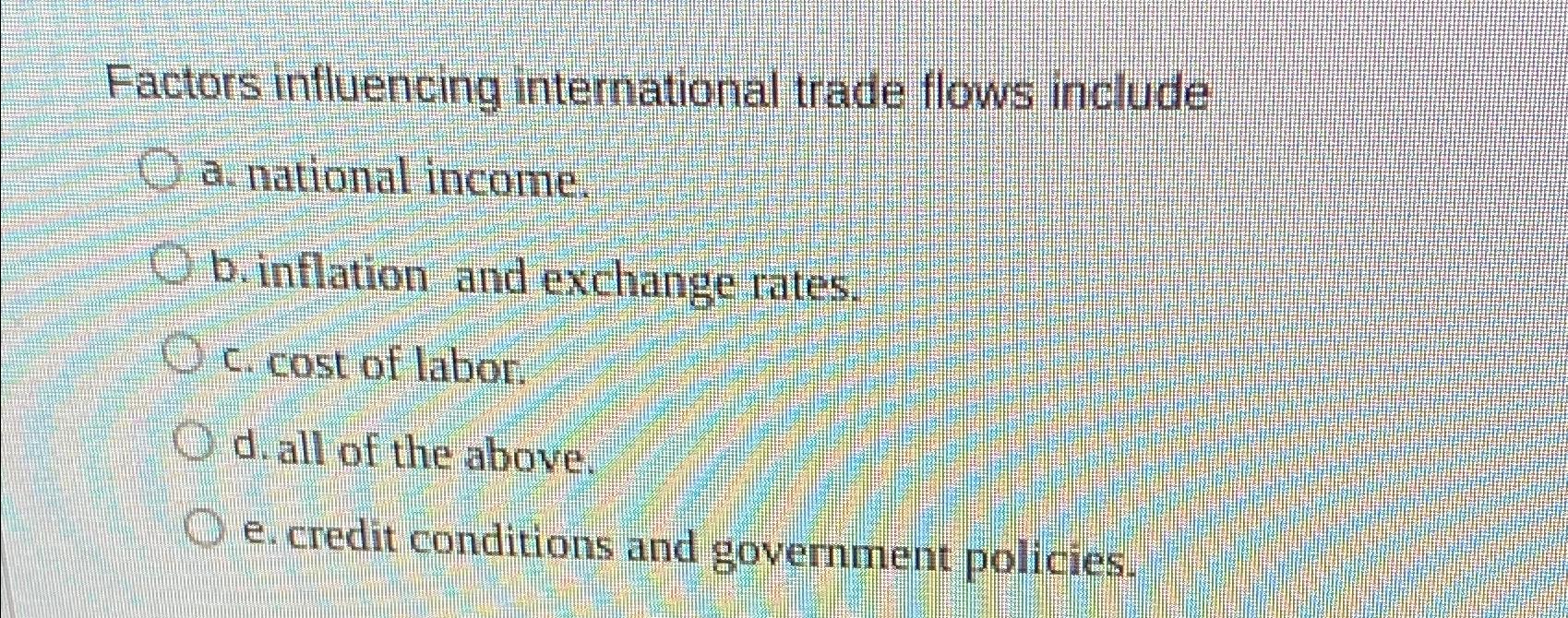 Solved Factors influencing international trade flows | Chegg.com