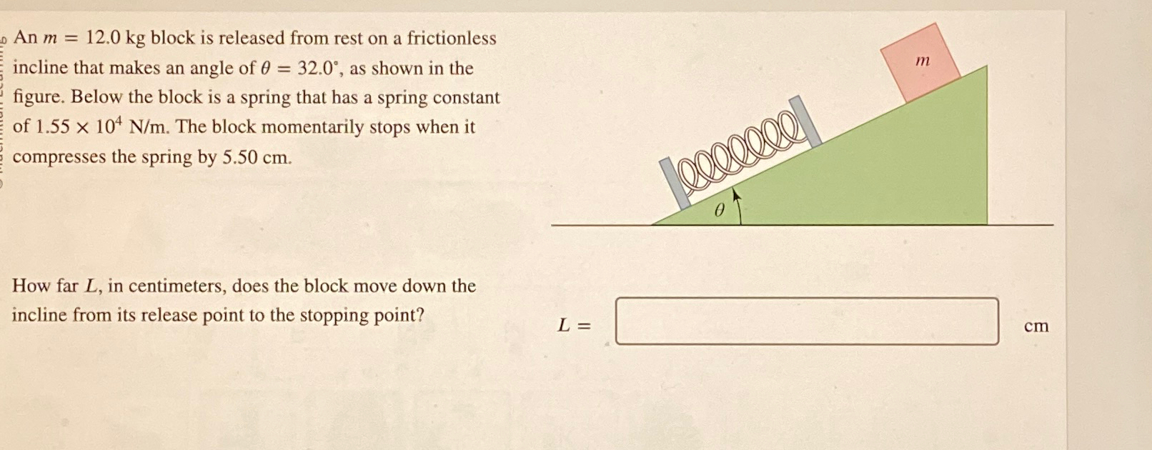 Solved An m=12.0kg ﻿block is released from rest on a | Chegg.com