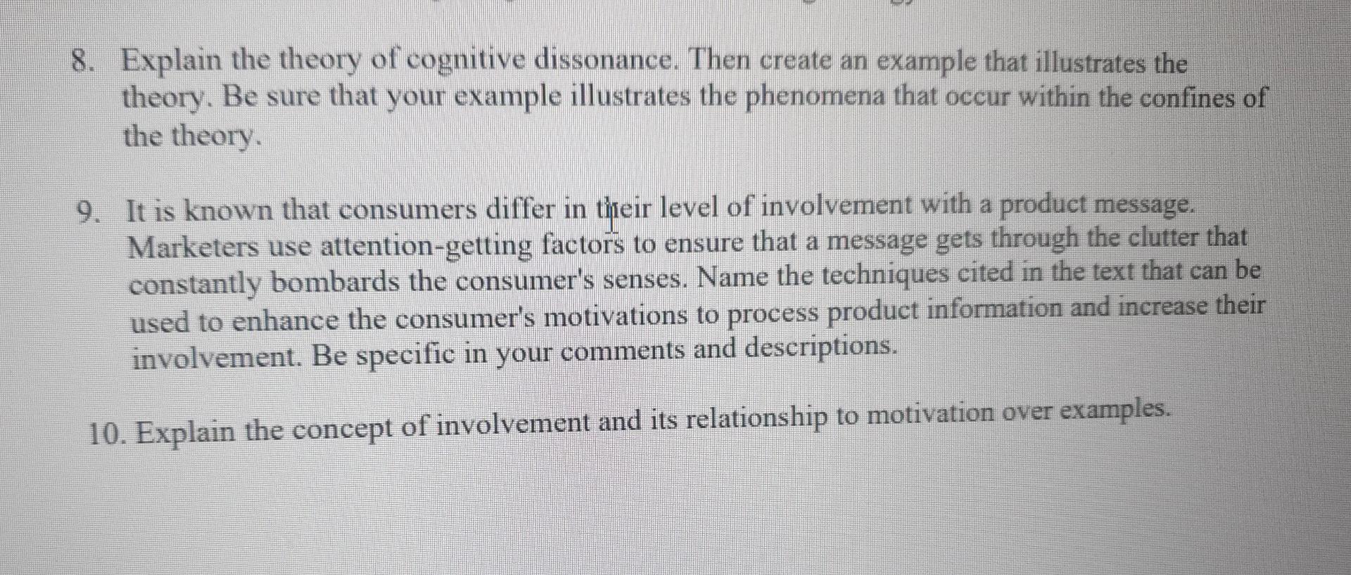 8. Explain the theory of cognitive dissonance. Then | Chegg.com