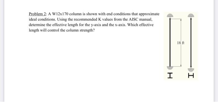 Solved Problem 2: A W12x170 column is shown with end | Chegg.com