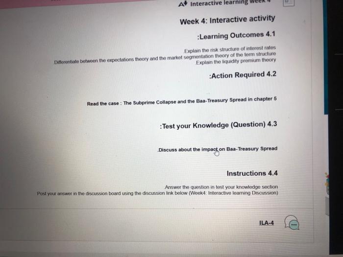 Solved :Learning Outcomes 4.1 Explain the risk structure of | Chegg.com