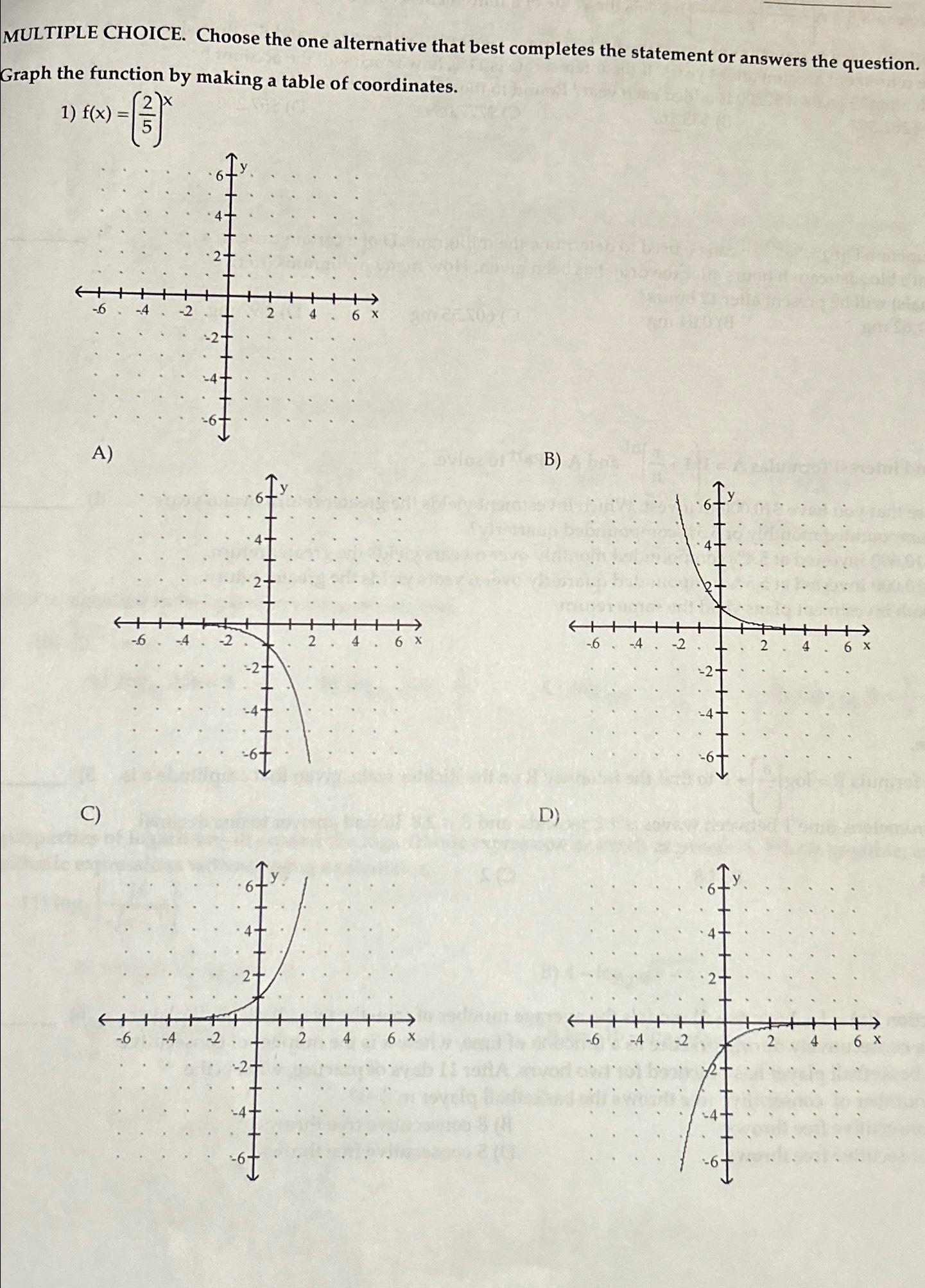 Solved MULTIPLE CHOICE. Choose the one alternative that best | Chegg.com