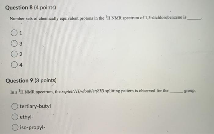 Solved Question 8 (4 points) Number sets of chemically | Chegg.com