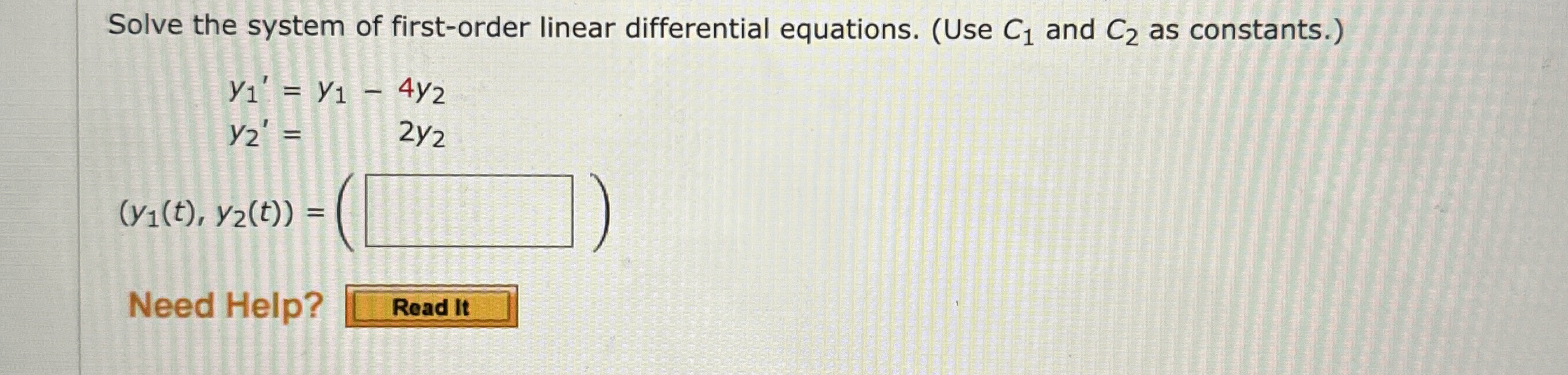 Solved Solve the system of first-order linear differential | Chegg.com