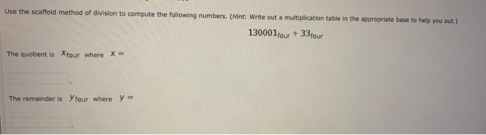 Solved Use the scaffold method of division to compute the | Chegg.com