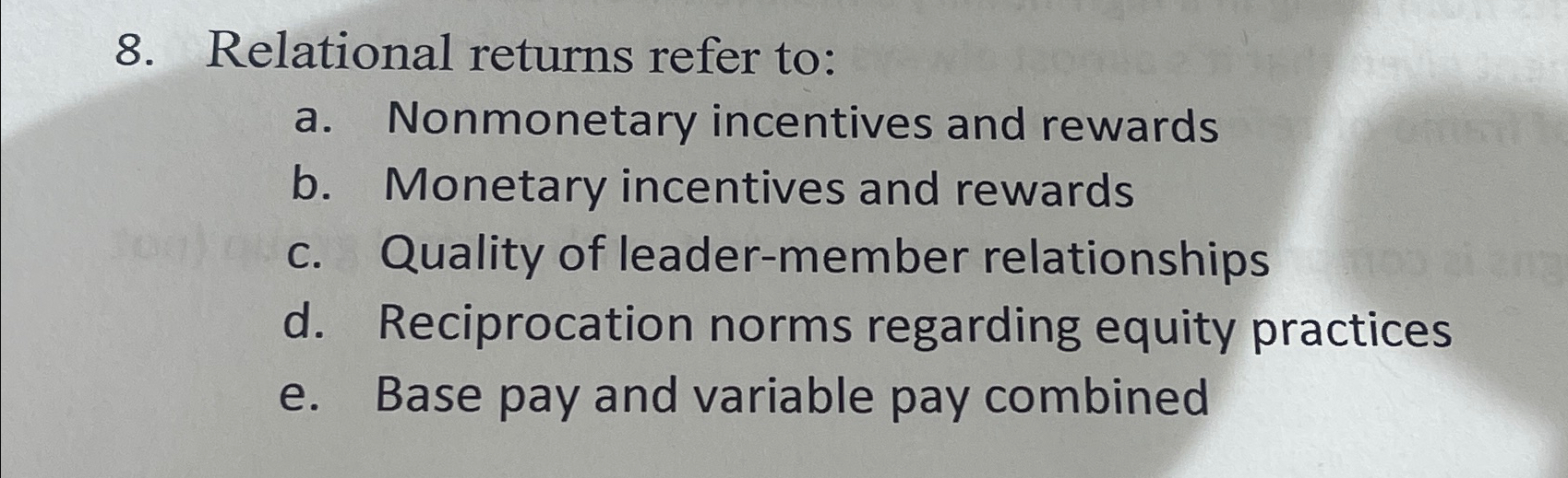 Solved Relational returns refer to:a. ﻿Nonmonetary | Chegg.com