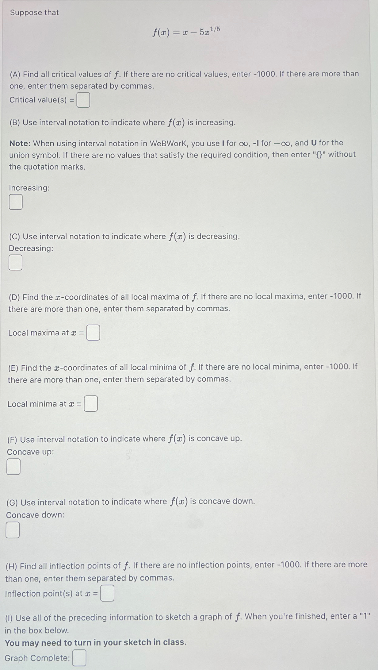 Solved Suppose thatf(x)=x-5x15(A) ﻿Find all critical values | Chegg.com