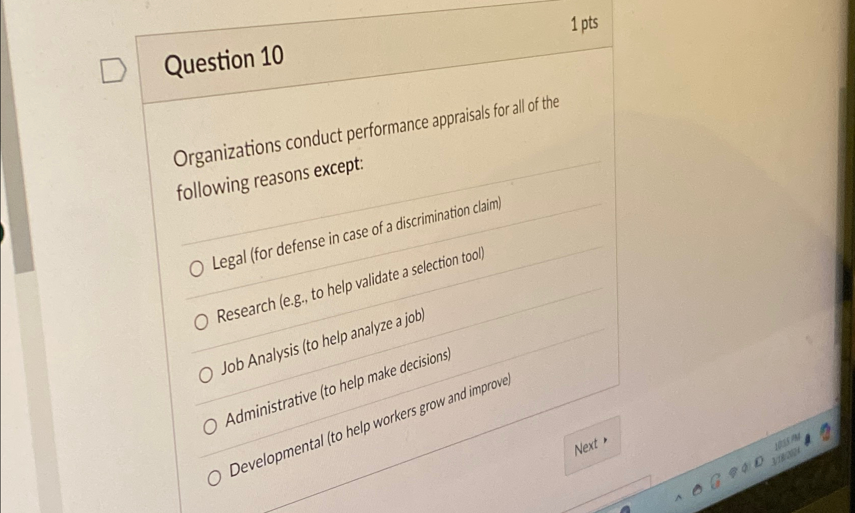 Solved Question 10Organizations conduct performance | Chegg.com