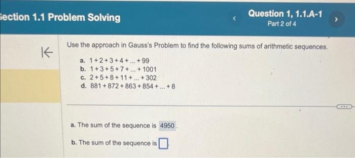 Solved Use the approach in Gauss's Problem to find the | Chegg.com