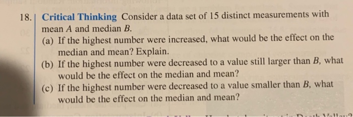 Solved 18. Critical Thinking Consider a data set of 15 | Chegg.com