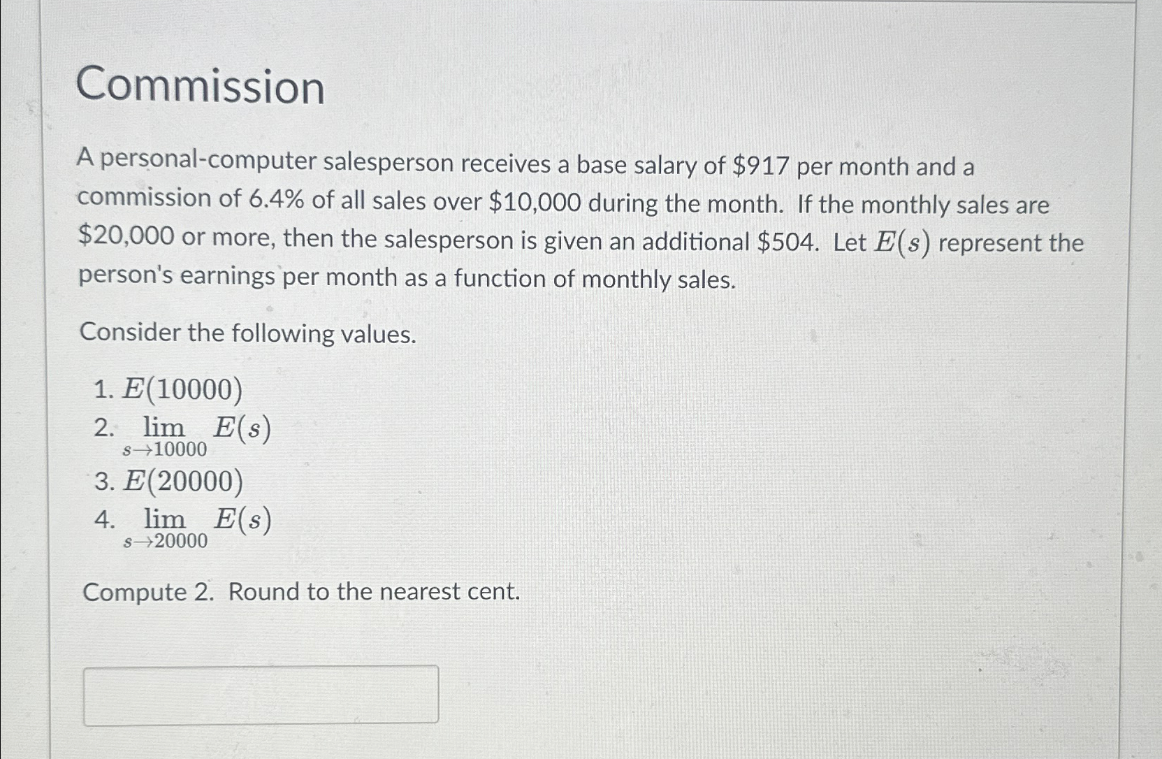 Solved CommissionA personal-computer salesperson receives a | Chegg.com