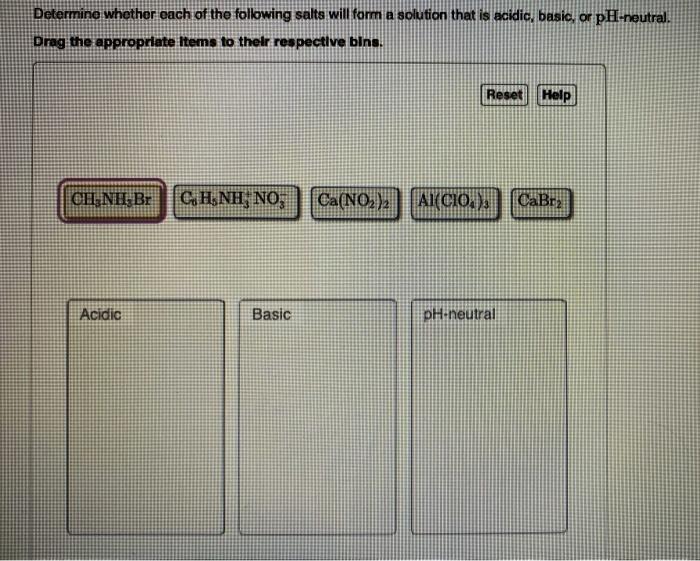 Solved Determine whether each of the following salts will | Chegg.com