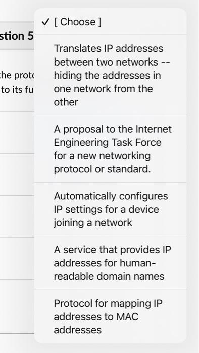 Solved Match the protocol or network technique on the left | Chegg.com