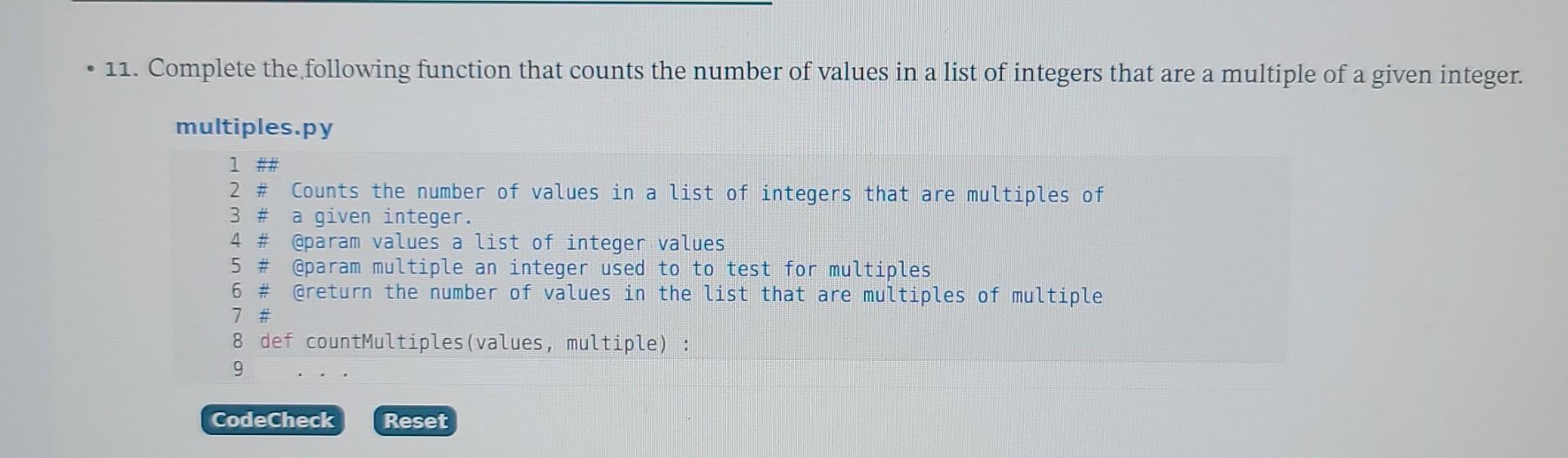 Solved complete the following function that counts the | Chegg.com