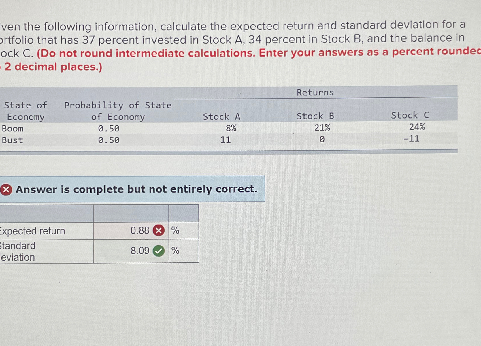 Solved ven the following information, calculate the expected | Chegg.com