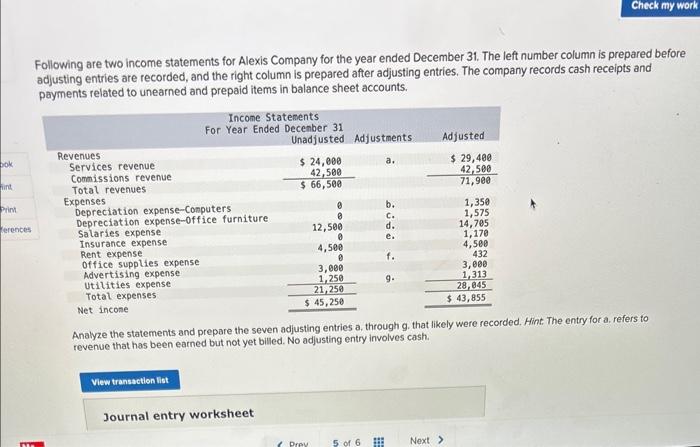 Solved Following are two income statements for Alexis | Chegg.com