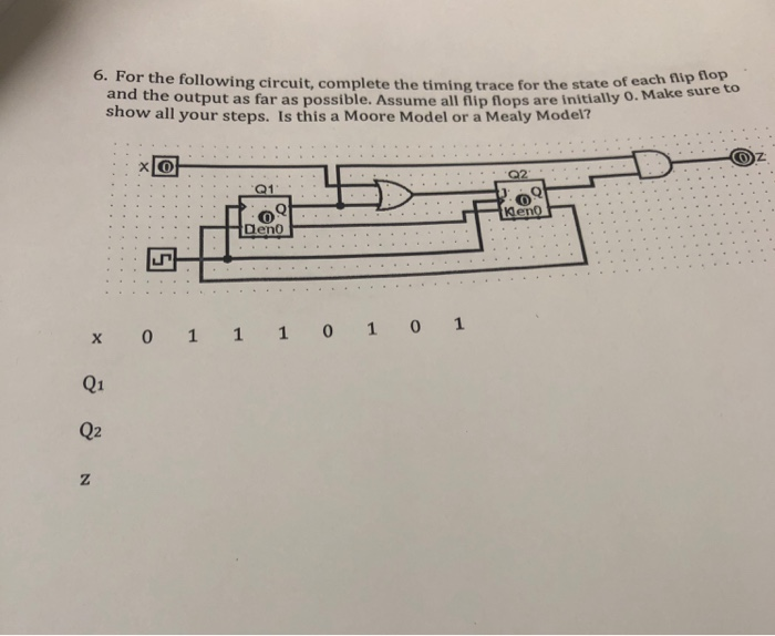 Solved 6. For the following circuit, complete the timing | Chegg.com