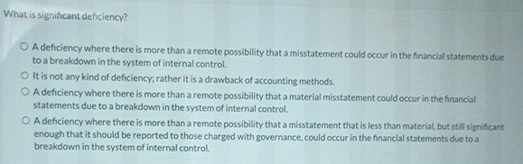 Solved What is significant deficiency?A deficiency where | Chegg.com