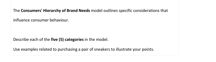 Solved The Consumers' Hierarchy of Brand Needs model | Chegg.com