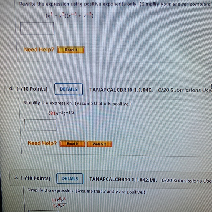 Solved Rewrite the expression using positive exponents only. | Chegg.com