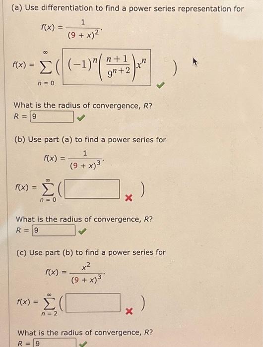 Solved (a) Use differentiation to find a power series | Chegg.com