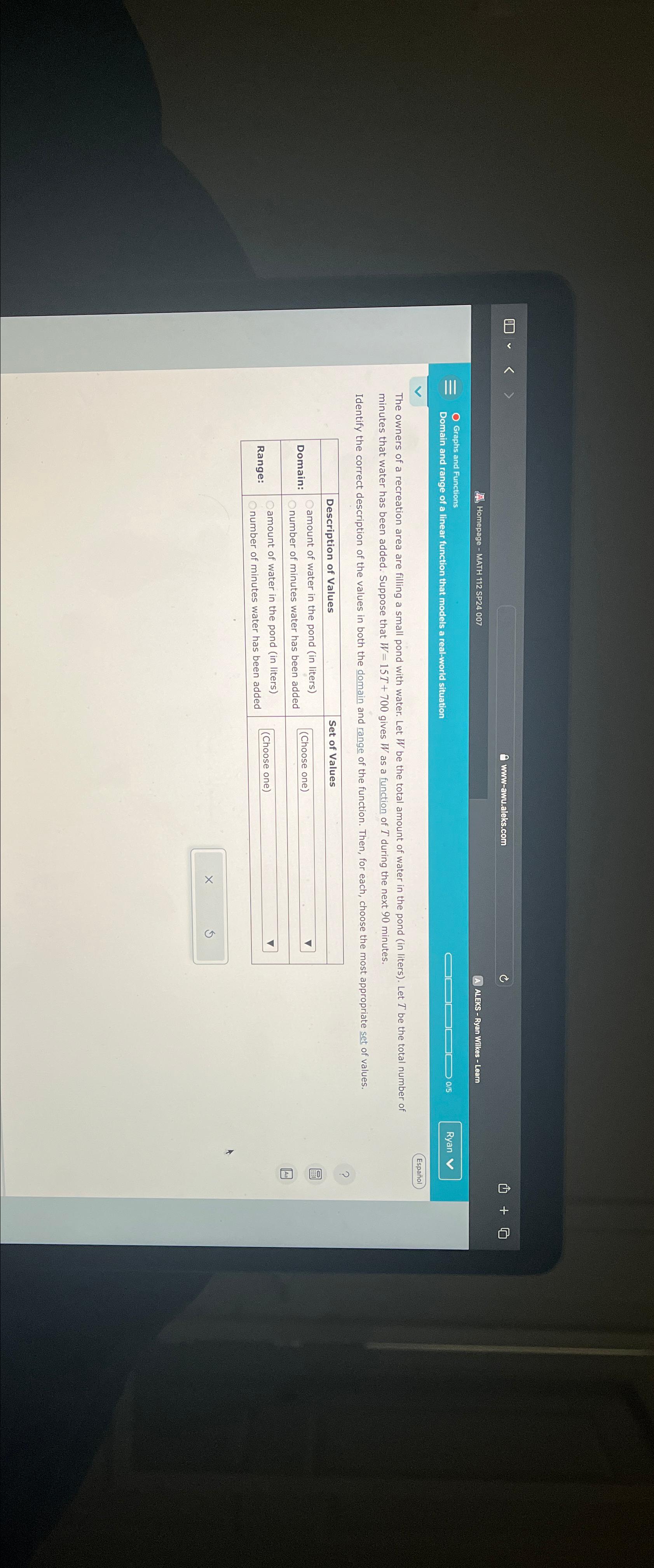 Solved Homepage - ﻿MATH 112 ﻿SP24 007www-awu.aleks.comc(A) | Chegg.com