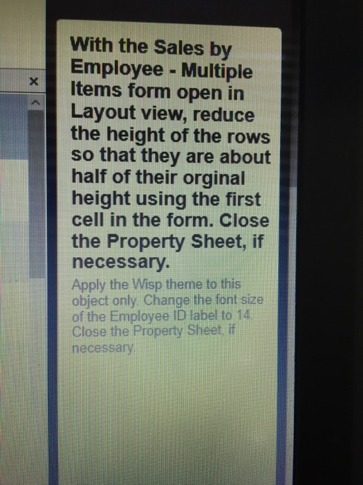 With the Sales by Employee - Multiple Items form open | Chegg.com