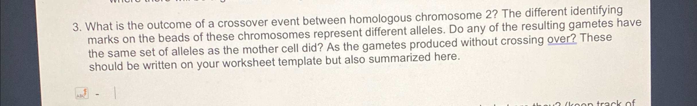 Solved What is the outcome of a crossover event between | Chegg.com