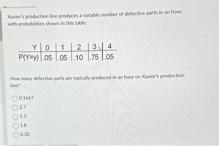 Solved Xavier's production line produces a variable number | Chegg.com