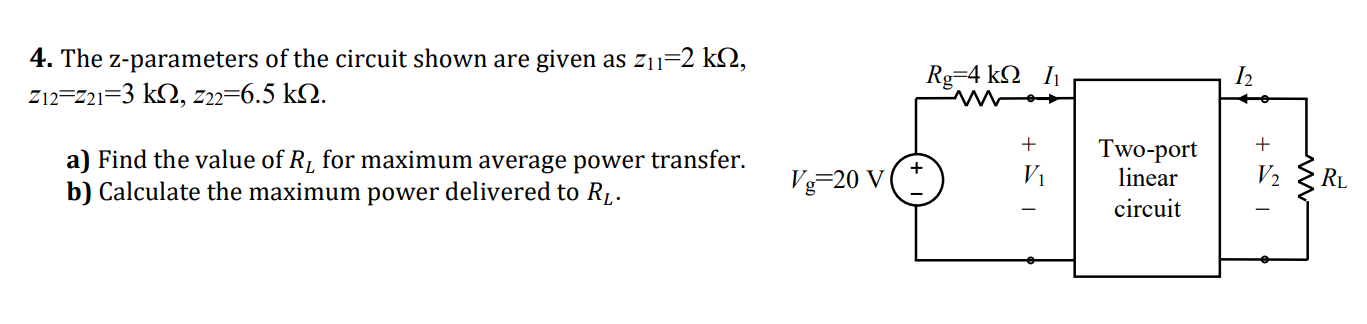 Solved The z-parameters of ﻿the circuit shown are given | Chegg.com