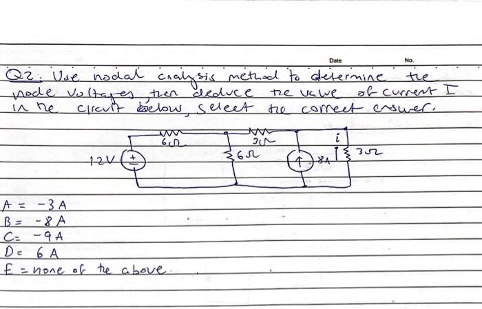 Solved Q2. Use nodal analysis method to determine the node | Chegg.com