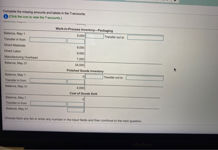 Solved Complete the missing amounts and labels in the | Chegg.com
