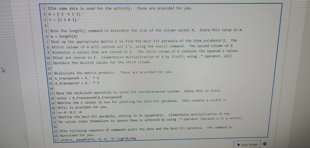 Solved The MATLAB code produces the following image A line | Chegg.com