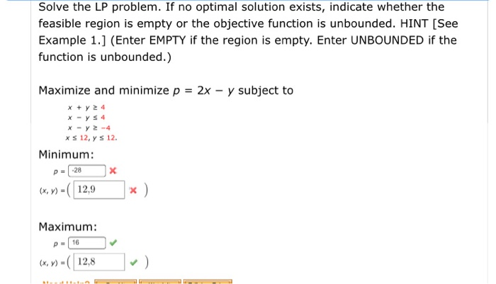 Solved Solve the LP problem. If no optimal solution exists, | Chegg.com