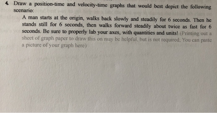 Solved 4 Draw a position-time and velocity-time graphs that | Chegg.com