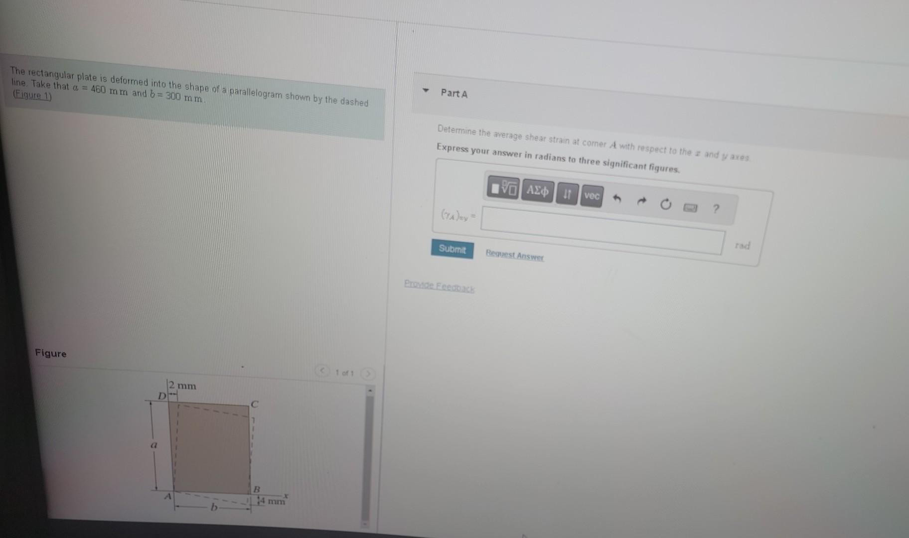 Solved The rectangular plate is deformed into the shape of a | Chegg.com