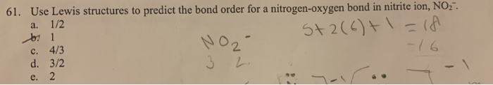 Solved 61. Use Lewis structures to predict the bond order | Chegg.com