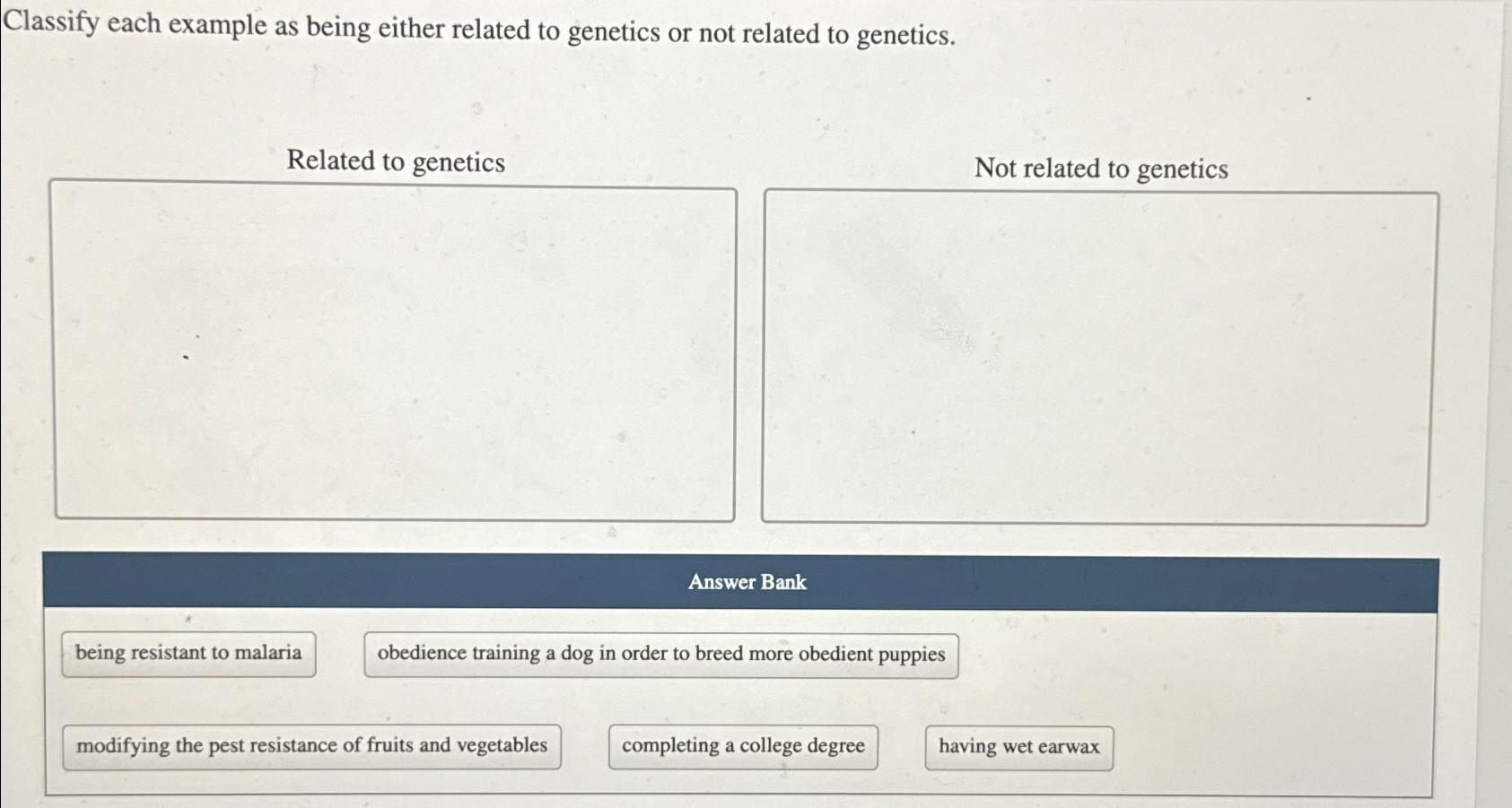 Solved Classify each example as being either related to | Chegg.com