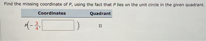 Solved Find the missing coordinate of P, using the fact that | Chegg.com