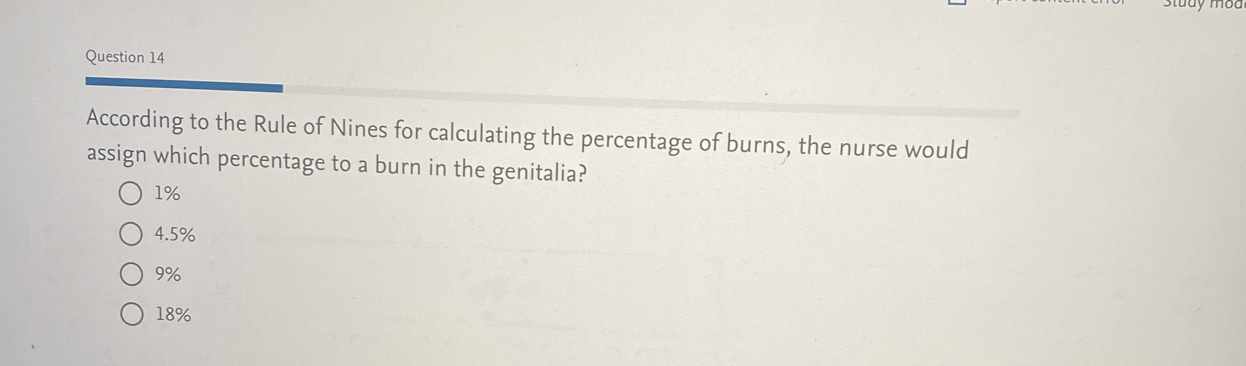 Solved Question 14According to the Rule of Nines for | Chegg.com