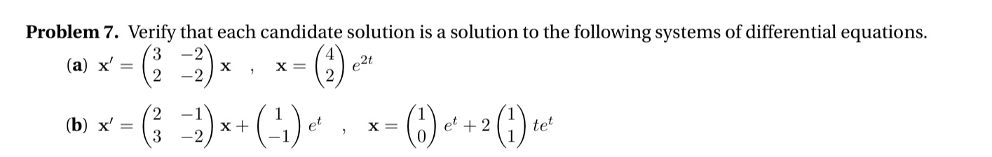 Solved Problem 7. ﻿Verify that each candidate solution is a | Chegg.com