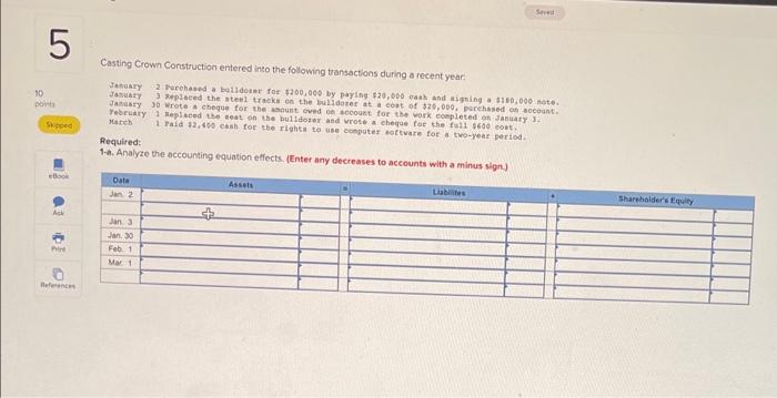 Solved Casting Crown Construction entered into the following | Chegg.com