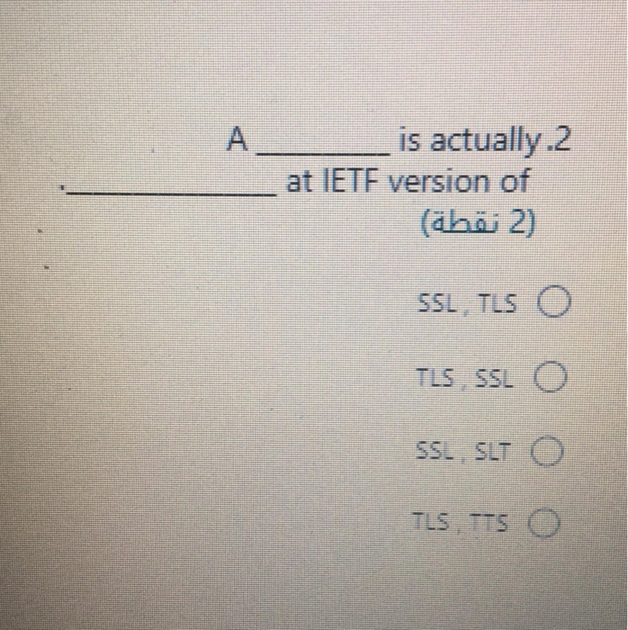 Solved is actually.2 at IETF version of (abö 2) SSL, TLS | Chegg.com