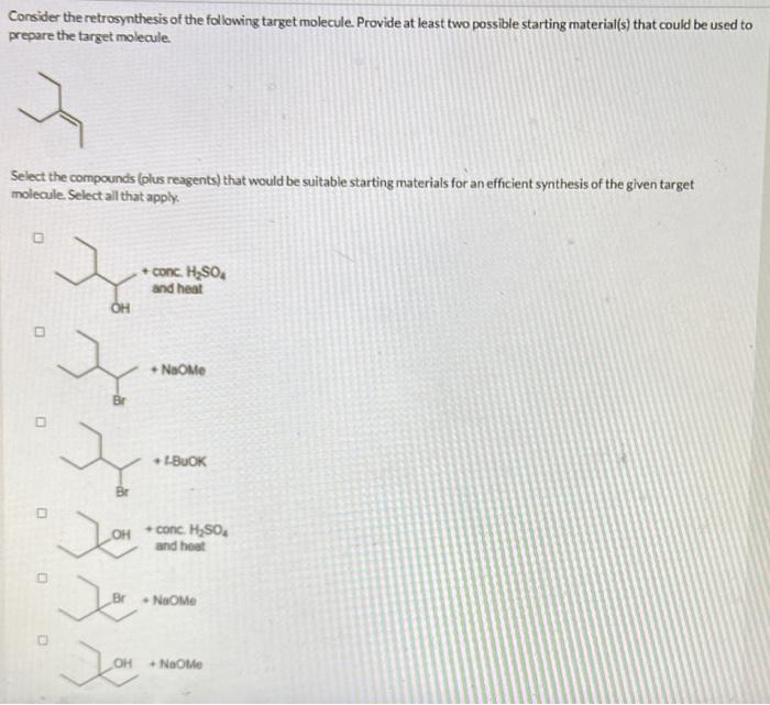 Solved Consider the retrosynthesis of the following target | Chegg.com