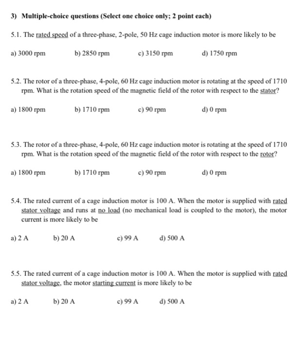 Solved 3) Multiple-choice questions (Select one choice only; | Chegg.com