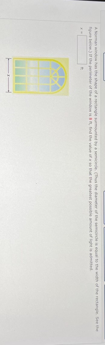 Solved A Norman window has the shape of a rectangle | Chegg.com