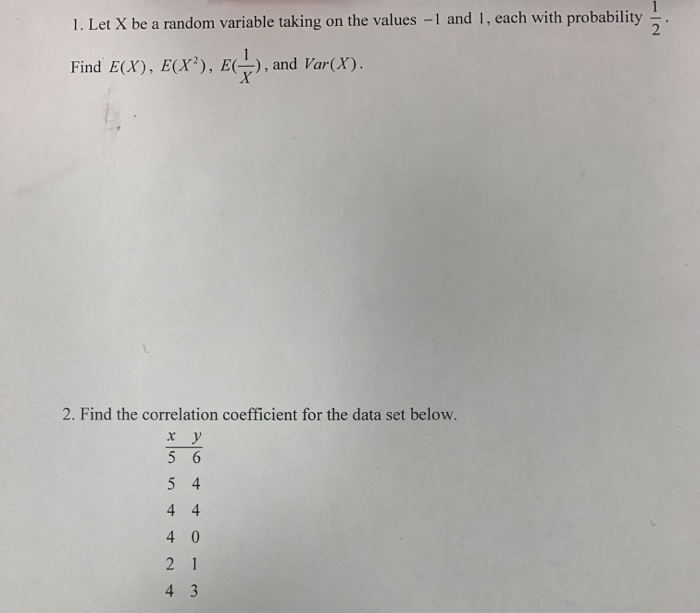 Solved Let X Be A Random Variable Taking On The Vaules 1 